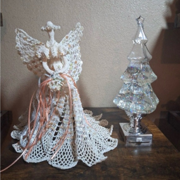 Handmade | Accents | Handmade Starch Crochet Light Up Angel Tree Topper ...
